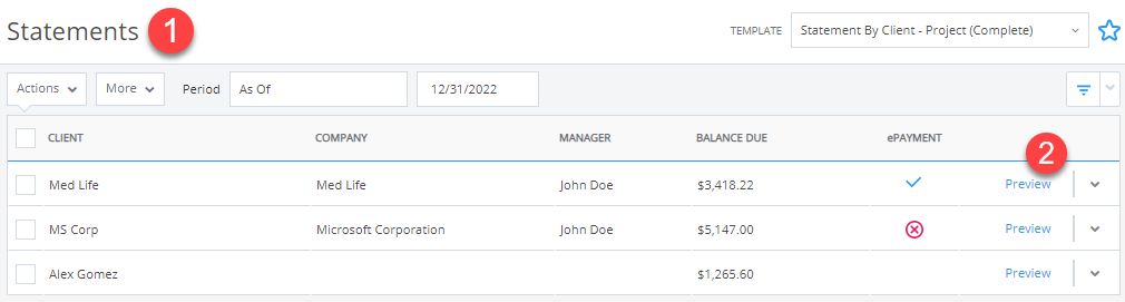 Statements – CORE Help Center