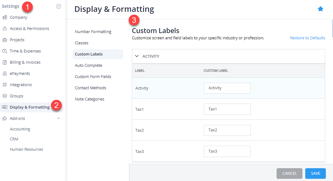 Settings – CORE Help Center