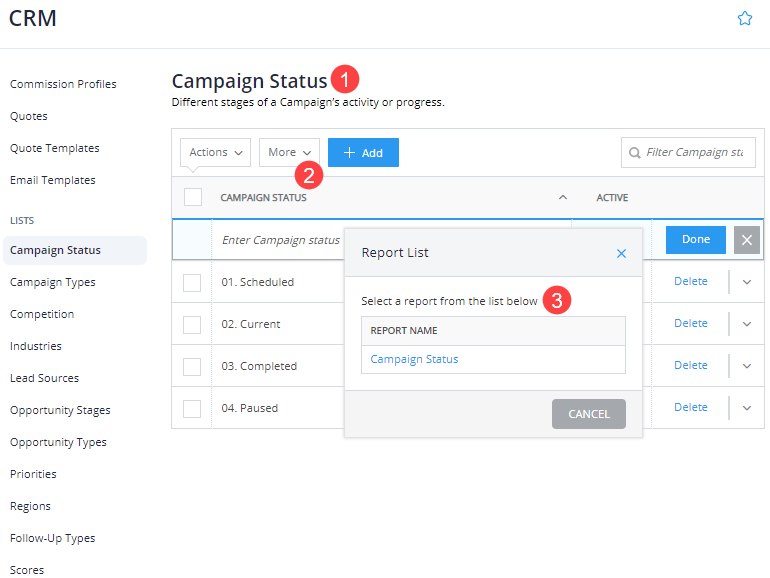 Campaign Status – CORE Help Center