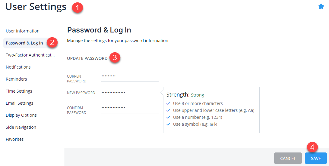 User Settings – CORE Help Center