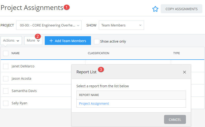Project Assignments – CORE Help Center