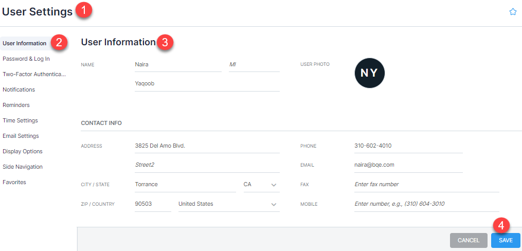 User Settings – CORE Help Center