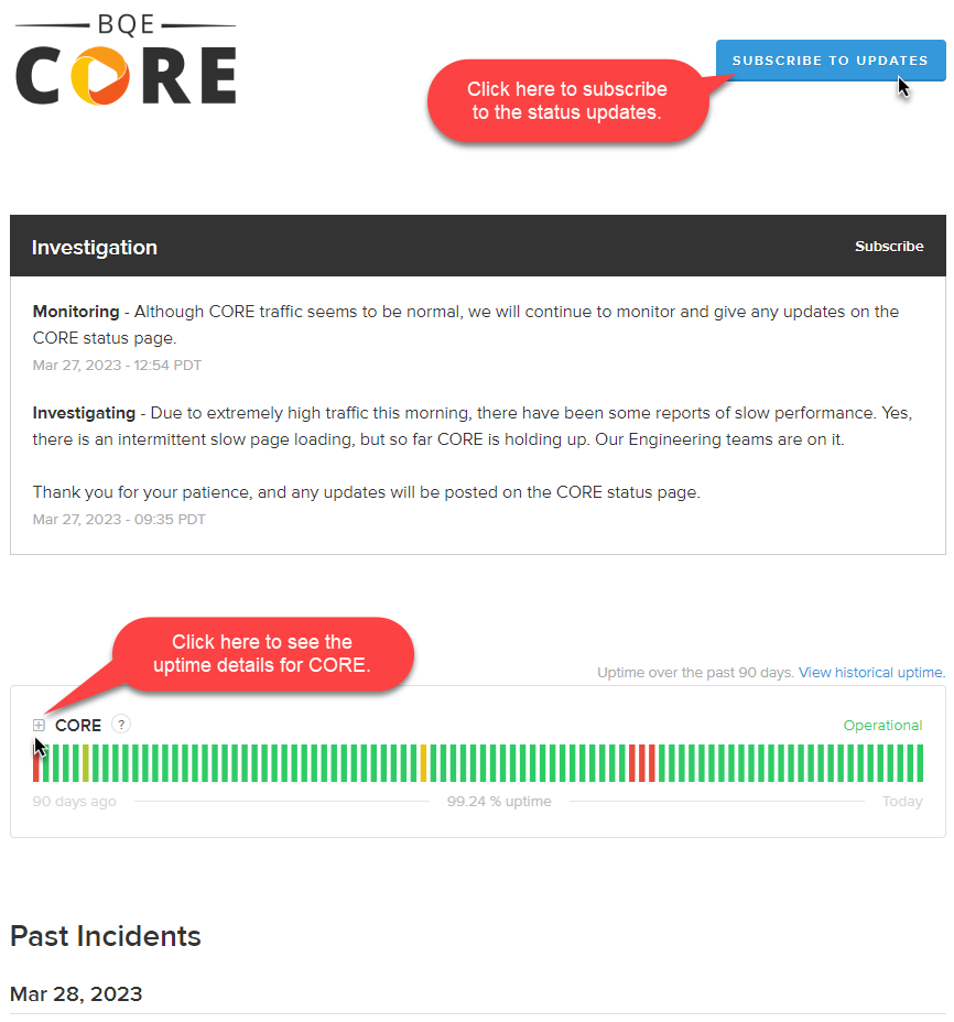 Checking BQE CORE status and performance – CORE Help Center