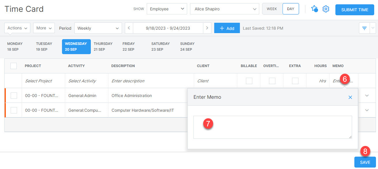 Time Card – CORE Help Center