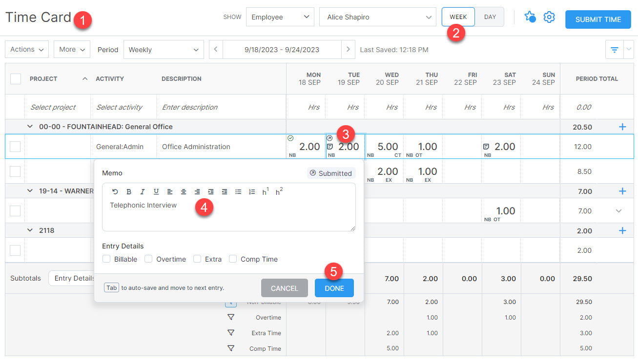 Time Card – CORE Help Center