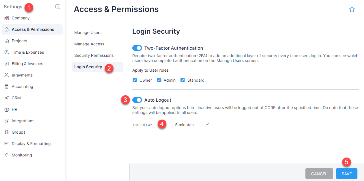 Settings – CORE Help Center