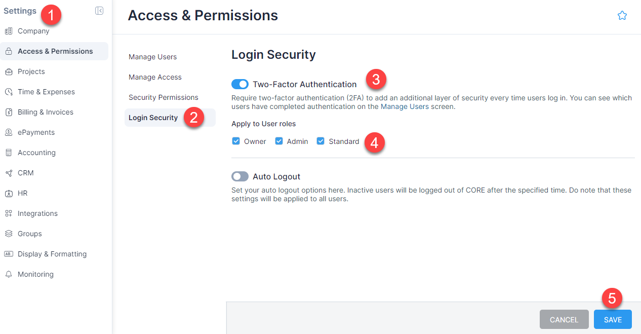 Settings – CORE Help Center