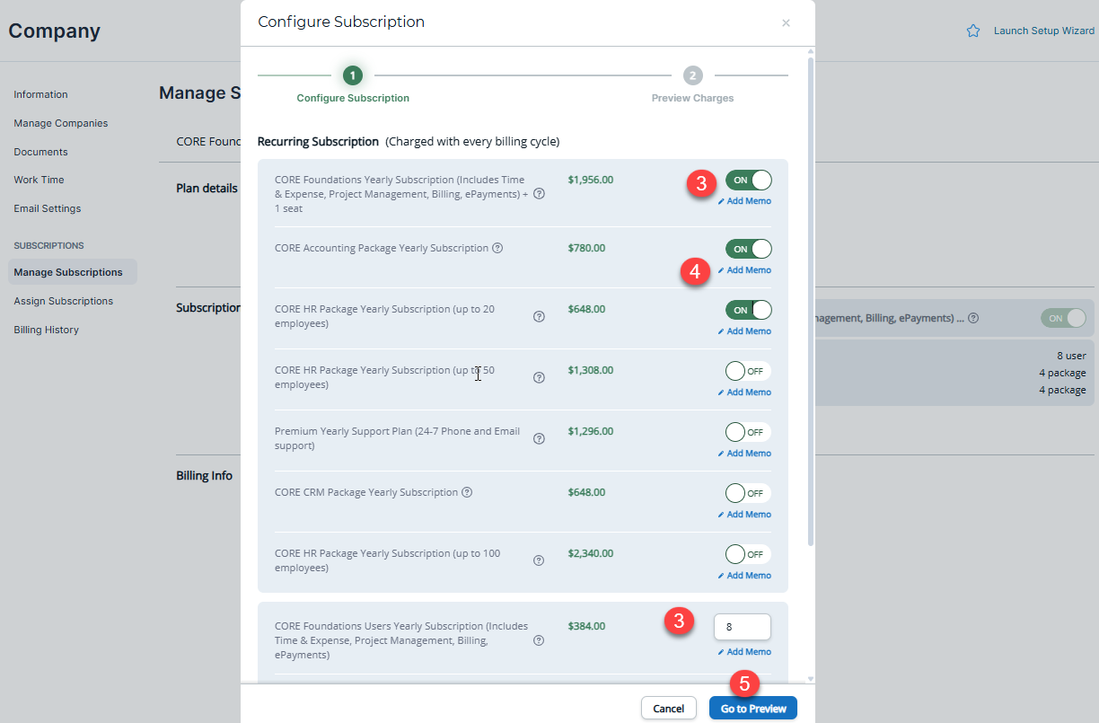 Manage Subscriptions – CORE Help Center