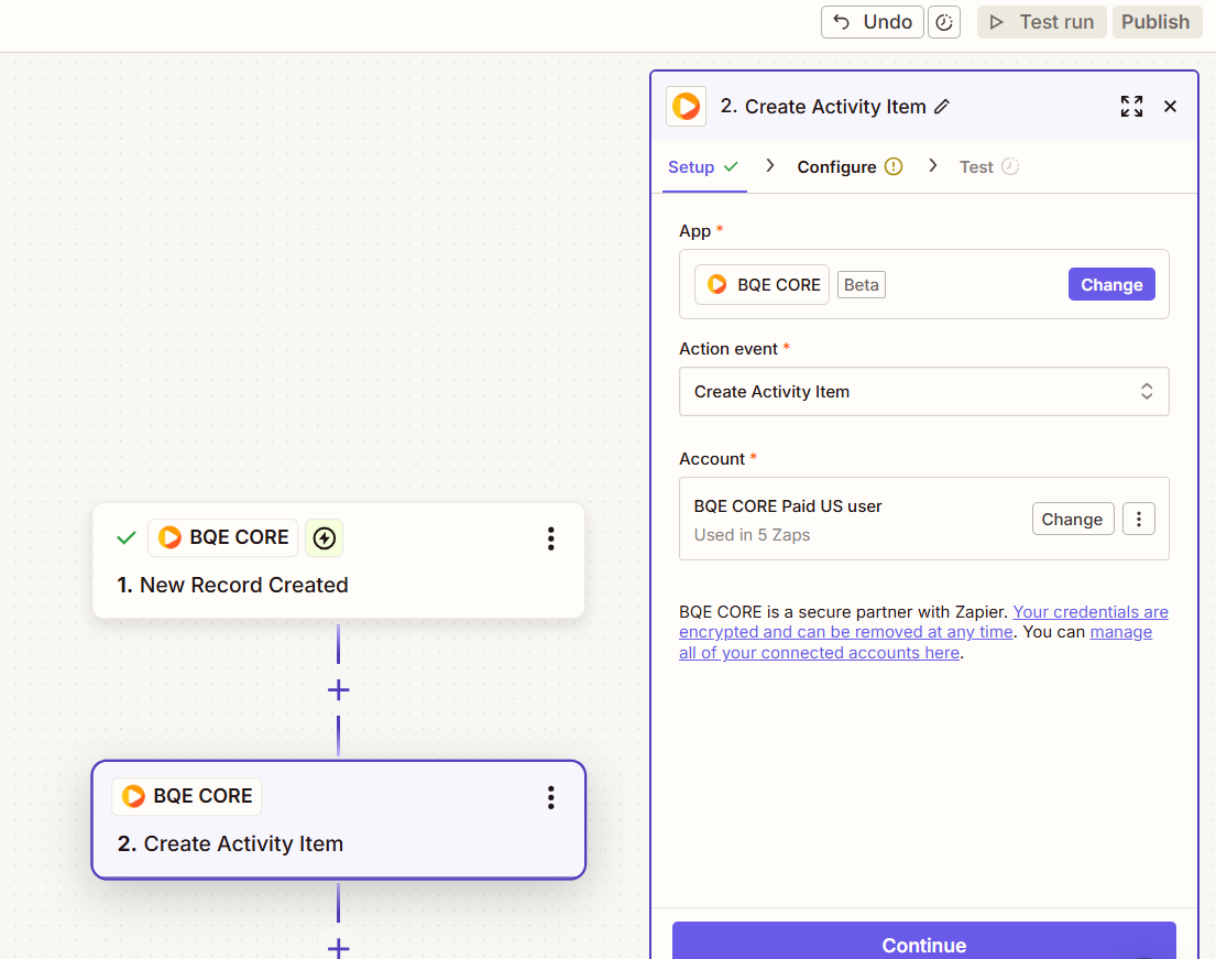 BQE CORE-Zapier Integration – CORE Help Center