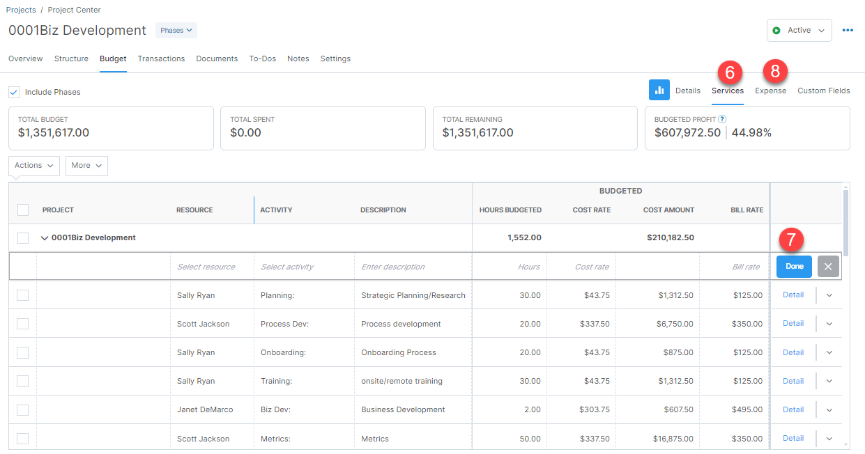 Project Center: Budget – CORE Help Center