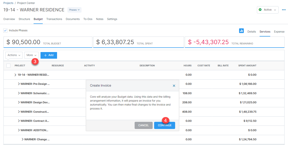 Project Center: Budget – CORE Help Center