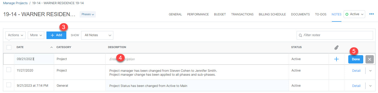 Project Center Notes Core Help Center
