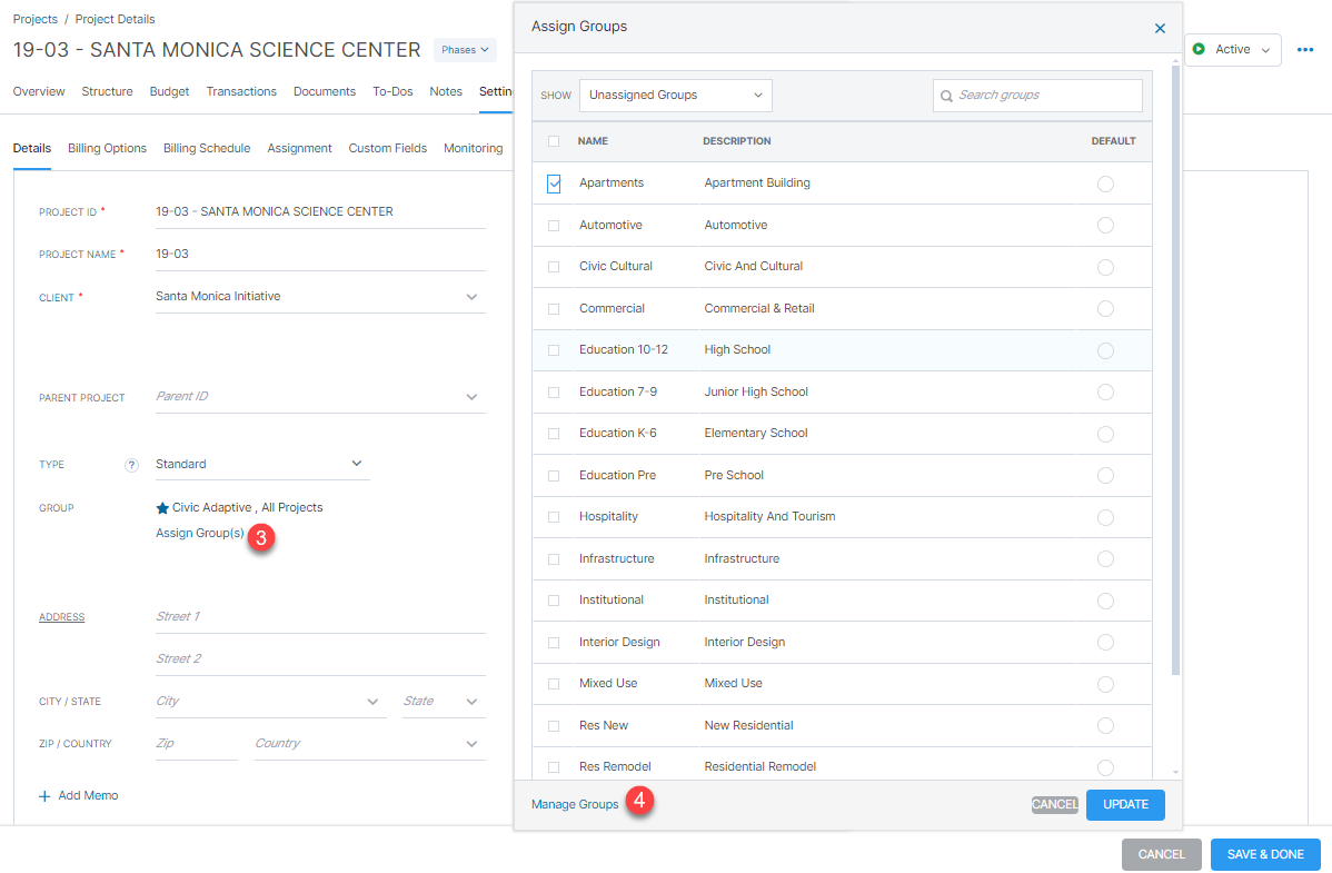 Project Center: Settings - Details – CORE Help Center