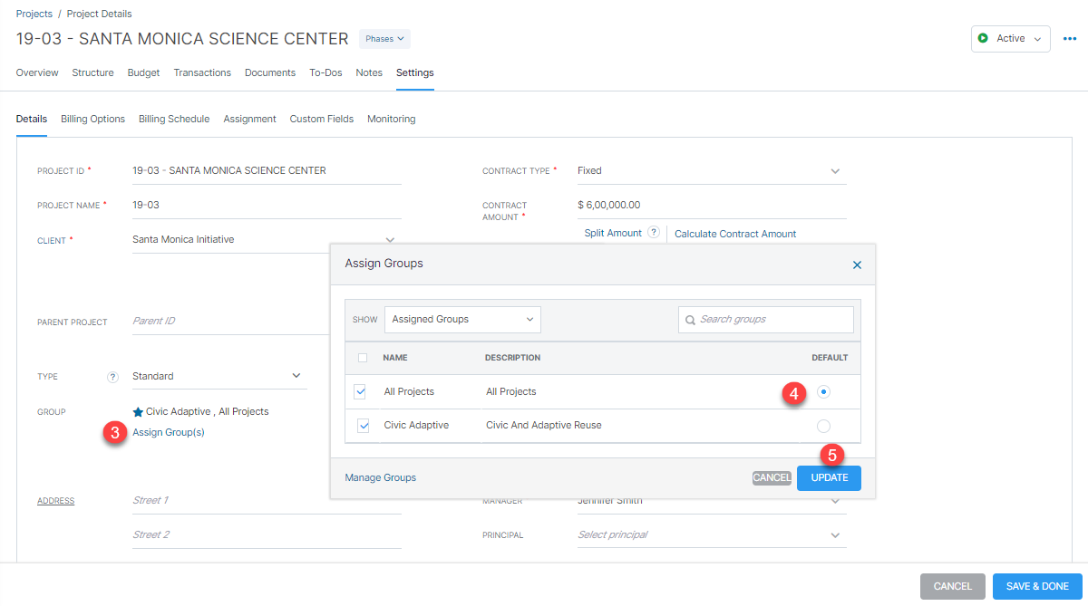 Project Center: Settings - Details – CORE Help Center
