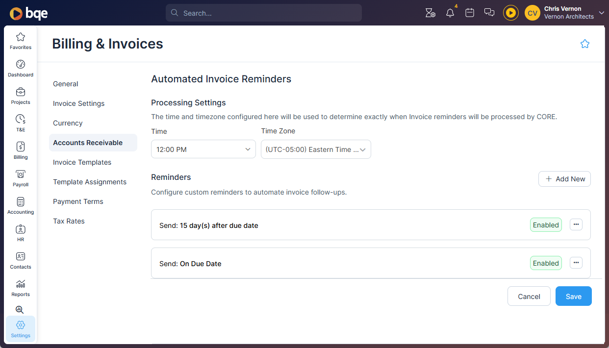 Automated Invoice Reminders – CORE Help Center