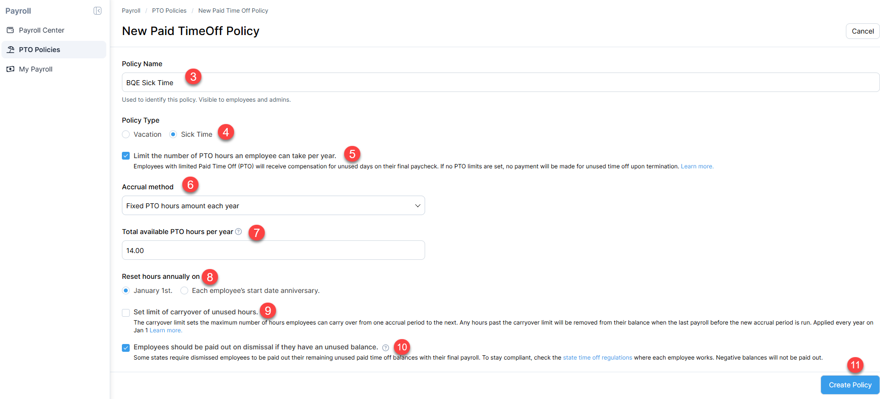 Payroll-PTO Policies – CORE Help Center