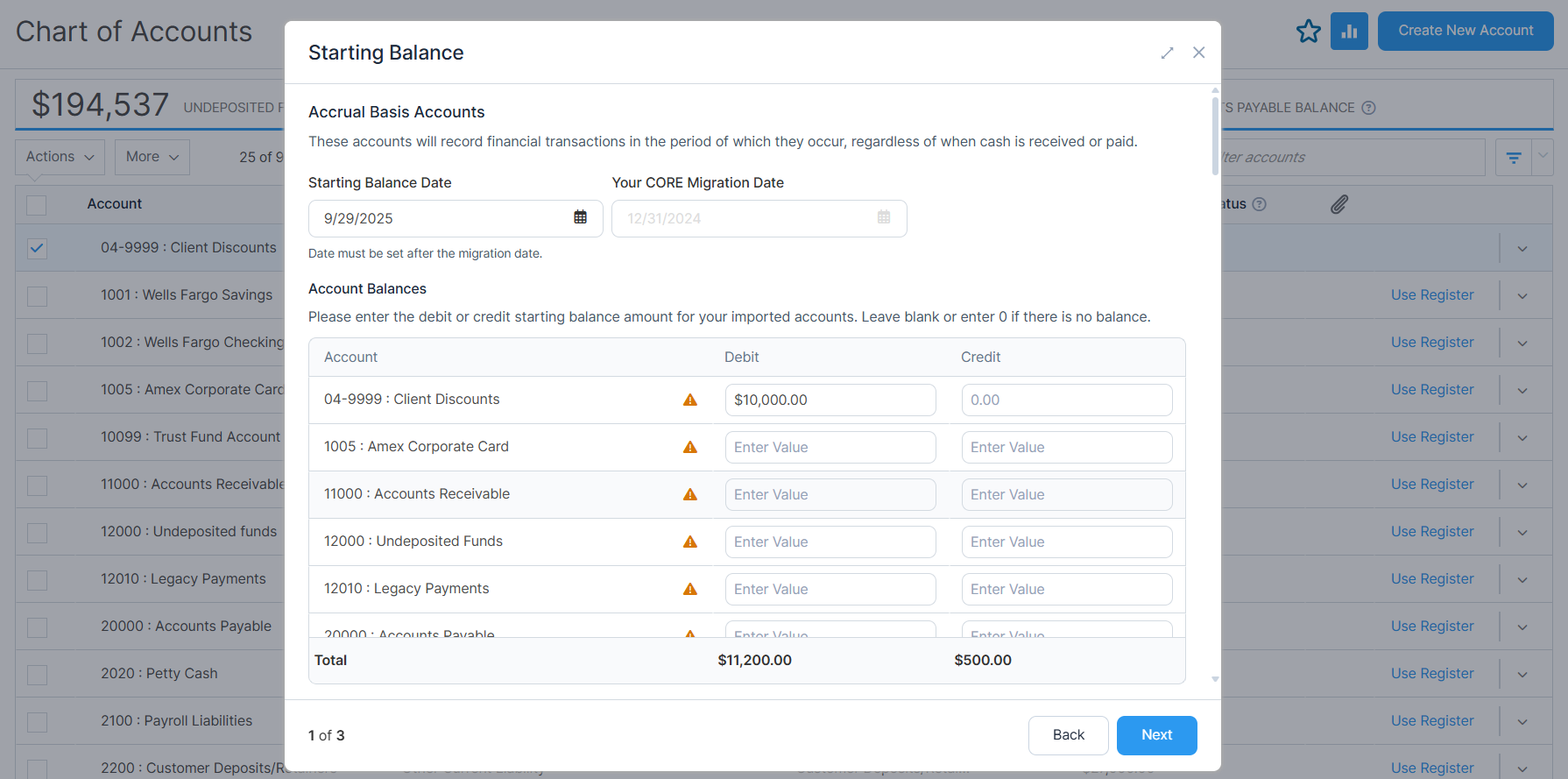 Starting Balances of Accounts – CORE Help Center