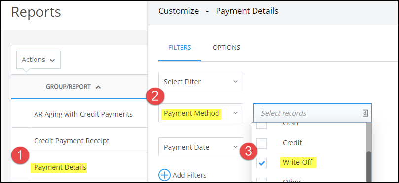 What write-off reports are available? – CORE Help Center