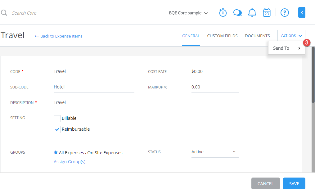 Expense Items – CORE Help Center