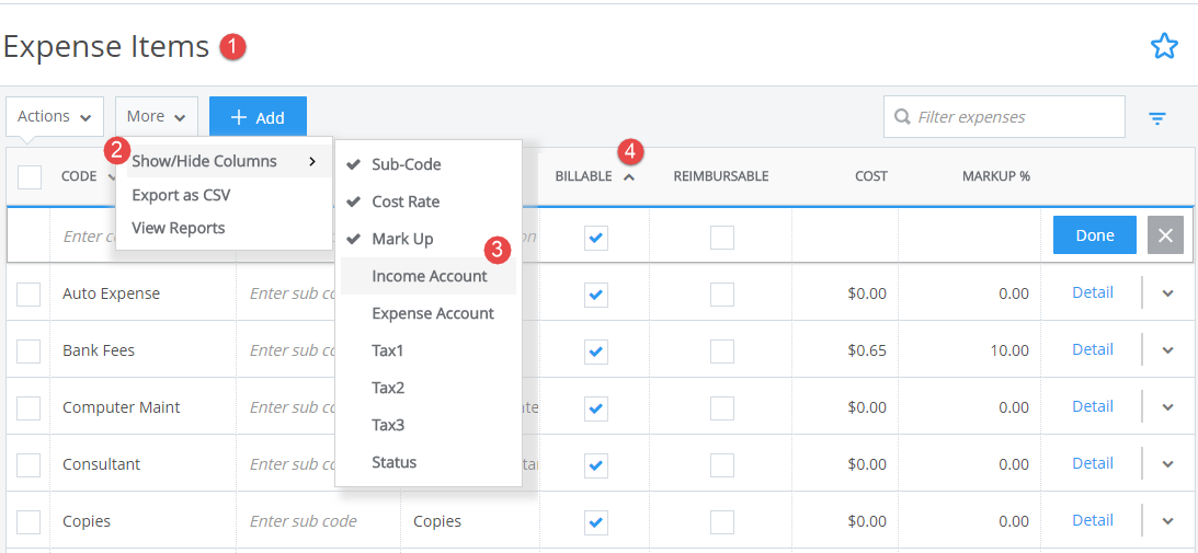 Expense Items – CORE Help Center