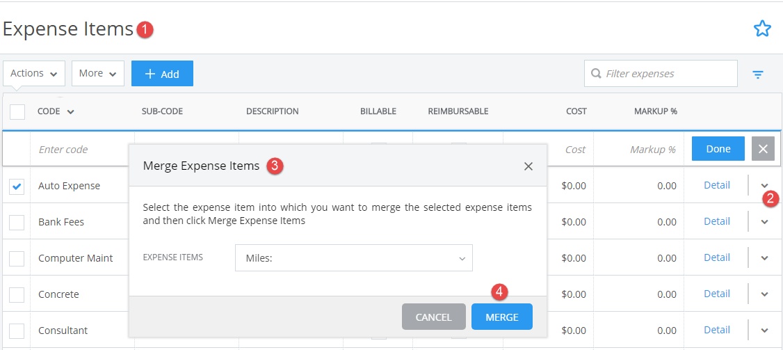 Expense Items – CORE Help Center