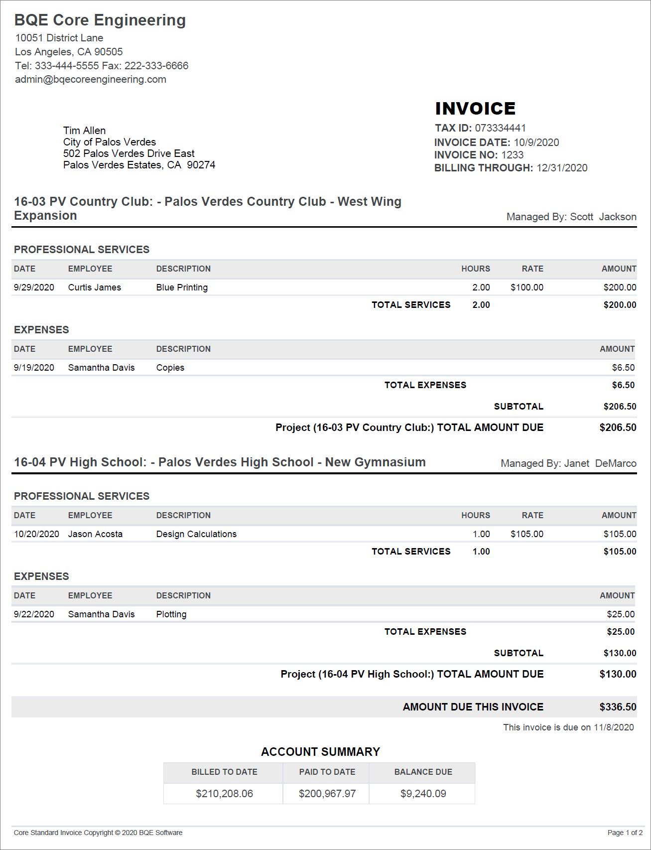 BQE CORE Invoice Samples – CORE Help Center