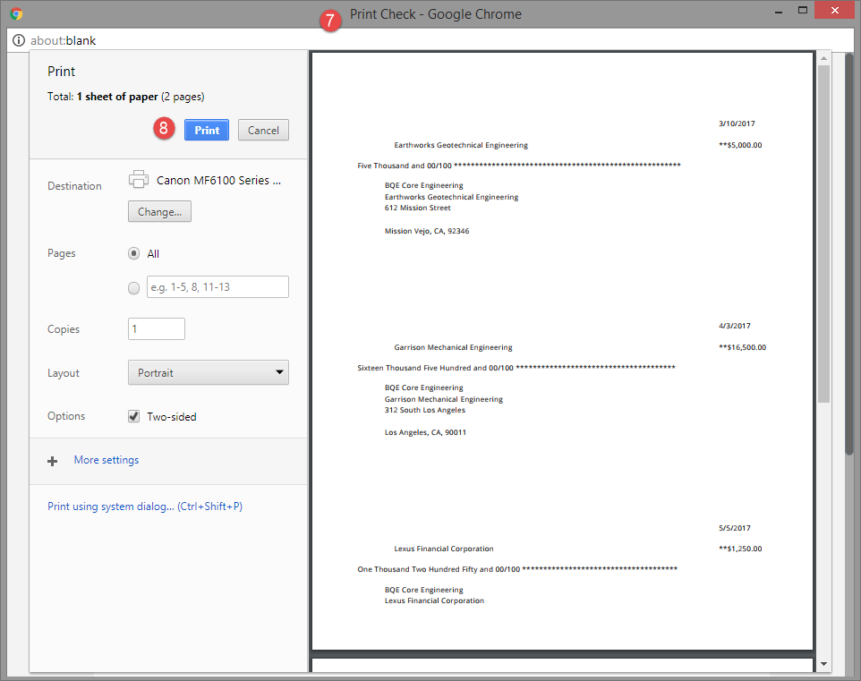 Print Checks – CORE Help Center