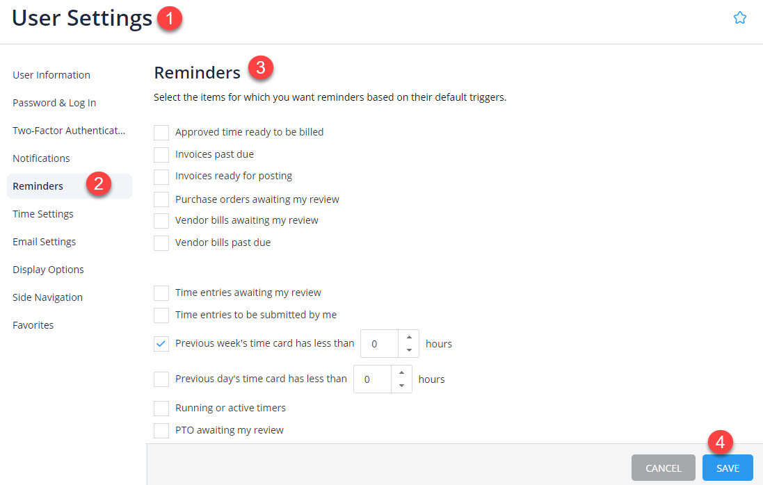 User Settings – CORE Help Center
