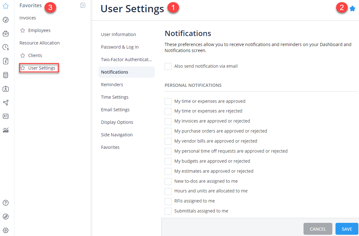 User Settings – CORE Help Center